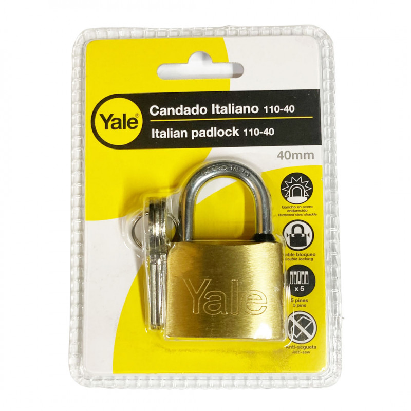 CANDADO ITALIANO, ANCHO 40 MILIMETROS, COLOR DORADO, GANCHO DE ACERO ...