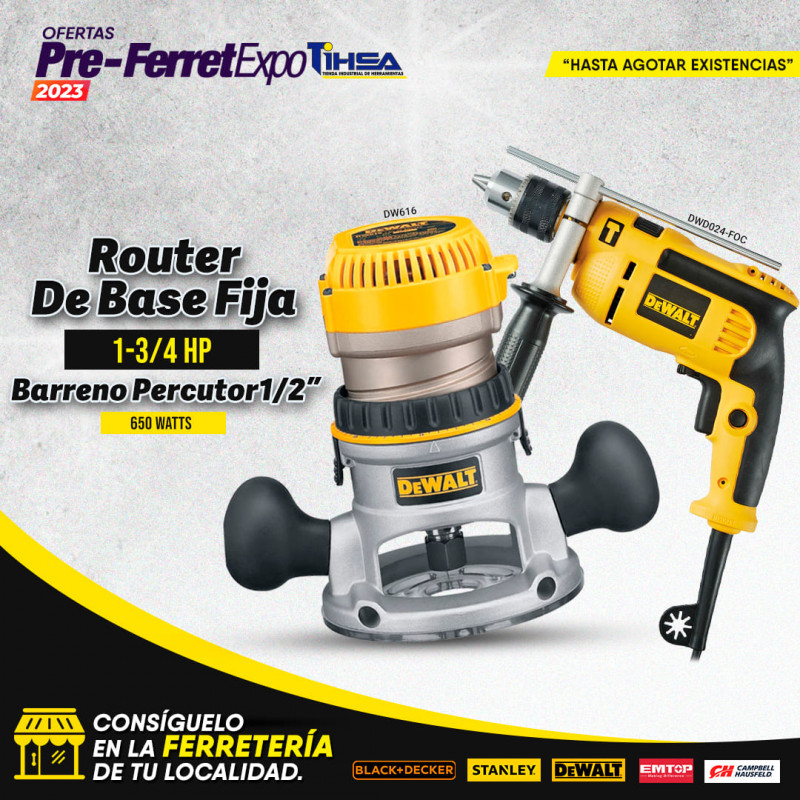 COMBO ROUTER DE BASE FIJA DE 1/2 MOTOR 3/4 HP, 24,500 RPM, 51% OFF