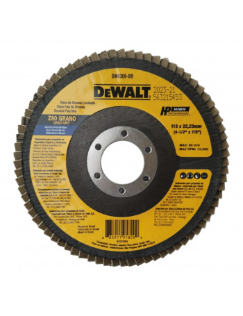 DISCO DE ZIRCONIO, 4-1/2 PULG X 7/8 PULG, GRANO 80, FLAP DISC. MARCA DEWALT
