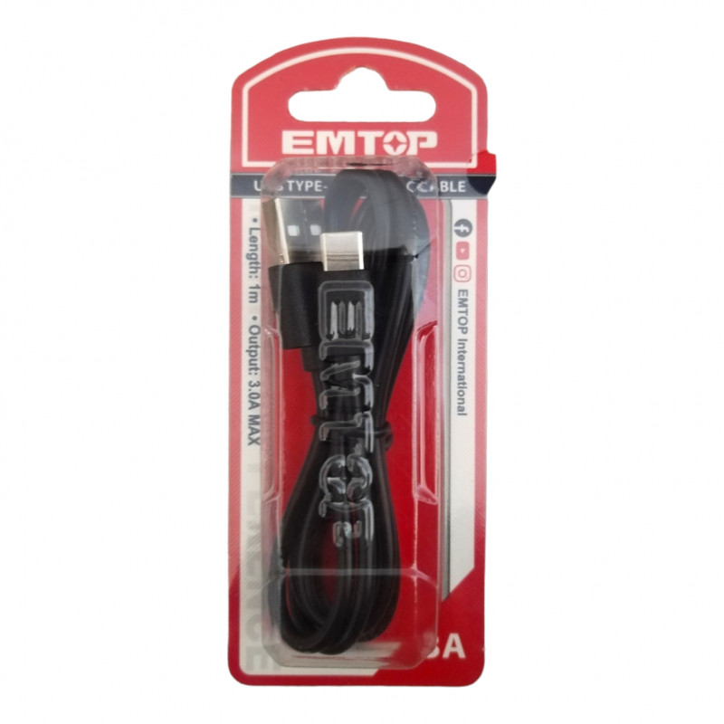 CABLE USB TIPO A TIPO C DE 1 METRO DE LARGO. MARCA EMTOP
