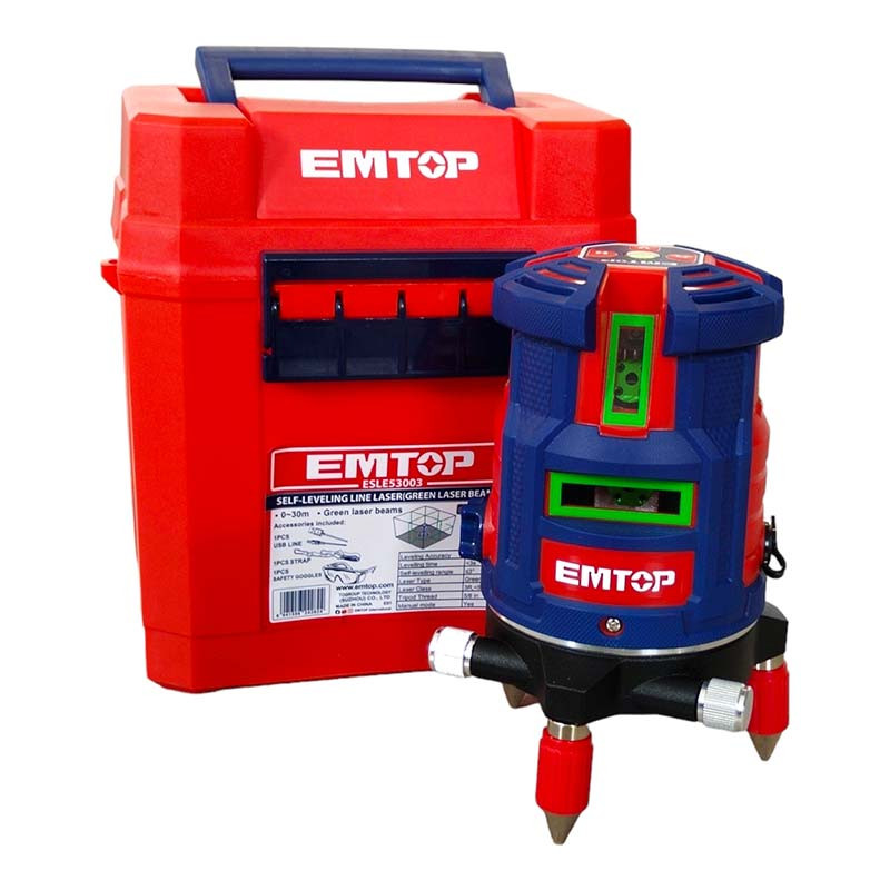 NIVEL LASER AUTONIVELANTE, 1 LINEA HORIZONTAL Y 4 LINEAS VERTICALES, LUZ VERDE, RANGO 30M ...