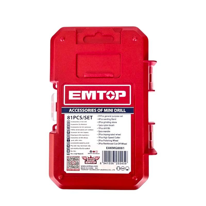 KIT DE 81 PIEZAS PARA DREMEL/ ROTO TOOL, CON MALETA PLASTICA. MARCA EMTOP