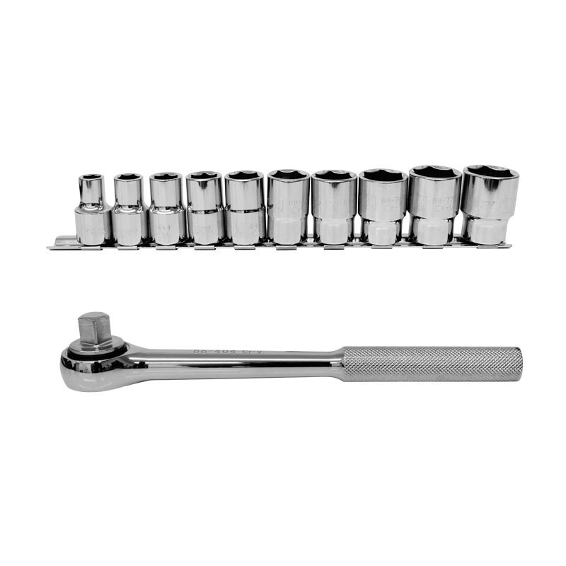 JUEGO 11 PIEZAS, COPAS 6 PUNTOS RAIZ DE 1/2 PULGADA, EN PULGADAS CON RATCHET Y PORTACOPAS. MARCA ...